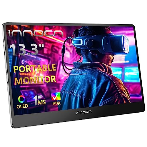 INNOCN 13.3" OLED Portable Monitor 1080P FHD USB C Laptop Monitor HDMI Computer Display HDR Gaming Monitor w/Detachable Stand & Speakers, External Monitor for Laptop PC Mac Tablet PS4 Xbox Switch