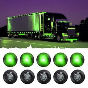 fabood f 10pcs sealed waterproof smoked green 3/4" mini round clearance led front rear side indicator bullet grommet marker bumper grille light for truck rv car bus trailer pickup van caravan boat