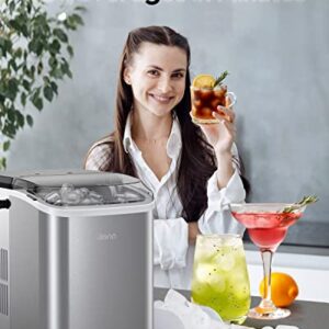 Silonn Countertop Ice Maker Machine with Handle, Portable, Makes up to 27 lbs. of Ice Per Day, 9 Cubes in 7 Mins, Self-Cleaning with Ice Scoop and Basket