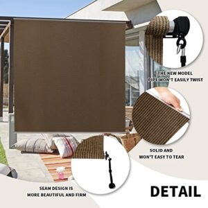 Amagenix Outdoor Roller Shades 6'(W) x 6'(H), Exterior Cordless Patio Shades Roll up Blinds for Porch Gazebo, Mocha