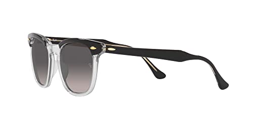 Ray-Ban RB2298F Hawkeye Low Bridge Fit Square Sunglasses, Black On Transparent/Grey Gradient Polarized, 54 mm