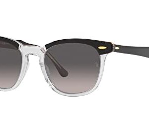 Ray-Ban RB2298F Hawkeye Low Bridge Fit Square Sunglasses, Black On Transparent/Grey Gradient Polarized, 54 mm