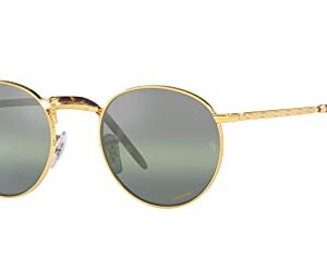 Ray-Ban RB3637 New Round Sunglasses, Legend Gold/Polarized Clear Gradient Dark Green, 53 mm