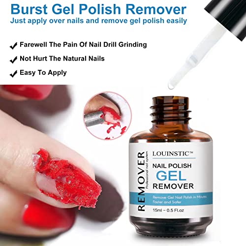 LOUINSTIC Gel Polish Remover - (2 Pack) Gel Nail Remover 3-5 Minutes Easy & Quick, Gel Remover for Nails Remove Gel Polish, 0.5 oz removedor de gel para uñas