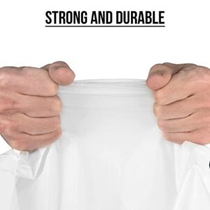 Aluf Plastics 18 Gallon 2.0 MIL White Drawstring Trash Bags - 25" x 28" - Pack of 50 - For Home, Outdoor, Industrial, & Commercial