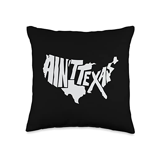 Cool Texas Map Austin Aint Texas America Map for Texans Throw Pillow, 16x16, Multicolor