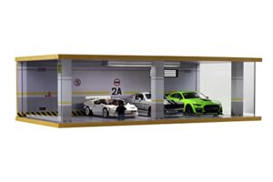 1/24 scale die-cast car garage display case with clear acrylic cover and led lighting for 4 parking space (1:24-4 parking 2a)