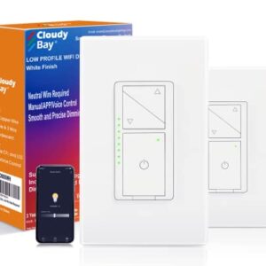 CLOUDY BAY Smart Dimmer Switch,Remote WiFi Light Switch,Compatible with Alexa and Google Home for Dimmable LED/CFL/Incandescent Bulbs, Neutral Wire Required, Single-Pole 3 Way,2 Pack