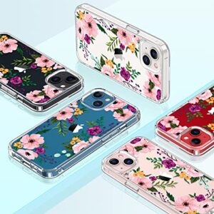 GiiKa for iPhone 13 Mini Case with Screen Protector 5.4 Inch, Clear Full Body Shockproof Protective Floral Girls Women Hard Case with TPU Bumper Cover Phone Case for iPhone 13 Mini, Small Flowers