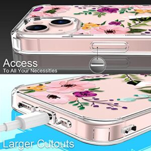 GiiKa for iPhone 13 Mini Case with Screen Protector 5.4 Inch, Clear Full Body Shockproof Protective Floral Girls Women Hard Case with TPU Bumper Cover Phone Case for iPhone 13 Mini, Small Flowers