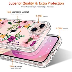 GiiKa for iPhone 13 Mini Case with Screen Protector 5.4 Inch, Clear Full Body Shockproof Protective Floral Girls Women Hard Case with TPU Bumper Cover Phone Case for iPhone 13 Mini, Small Flowers