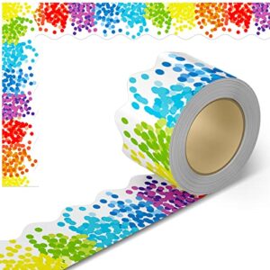 rainbow confetti border trim, bulletin borders stickers, 66 ft back to school decoration borders for bulletin board/black board trim, teacher student use for classroom school decoration