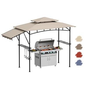 dikasun grill gazebo 11x5 double tiered with extra shadow bbq waterproof canopy outdoor gazebos for patio, backyard(sand)