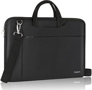 ferkurn laptop bag 17 17.3 inch women men computer sleeve case with shoulder strap for hp envy pavilion/dell inspiron/thinkpad/asus tuf vivobook/msi/macbook/acer,waterproof briefcase with handle,black