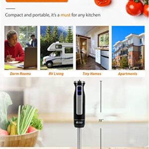 COMMERCIAL CHEF Immersion Blender, Multi-Purpose Immersion Hand Blender with Stainless Steel Blade, Handheld Mixer with 8 Variable Speed Options