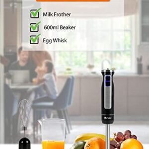 COMMERCIAL CHEF Immersion Blender, Multi-Purpose Immersion Hand Blender with Stainless Steel Blade, Handheld Mixer with 8 Variable Speed Options