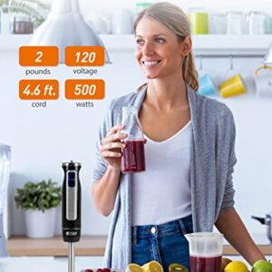 COMMERCIAL CHEF Immersion Blender, Multi-Purpose Immersion Hand Blender with Stainless Steel Blade, Handheld Mixer with 8 Variable Speed Options