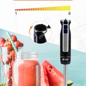 COMMERCIAL CHEF Immersion Blender, Multi-Purpose Immersion Hand Blender with Stainless Steel Blade, Handheld Mixer with 8 Variable Speed Options