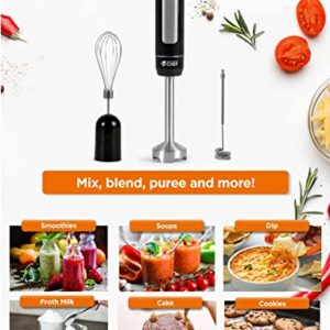 COMMERCIAL CHEF Immersion Blender, Multi-Purpose Immersion Hand Blender with Stainless Steel Blade, Handheld Mixer with 8 Variable Speed Options