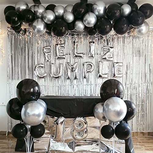 RUBFAC 129pcs Black Balloons Latex Balloons Different Sizes 18 12 10 5 Inch Party Balloon Kit for Birthday Party Graduation Baby Shower Wedding Holiday Balloon Decoration