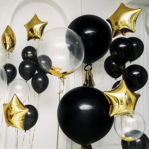 RUBFAC 129pcs Black Balloons Latex Balloons Different Sizes 18 12 10 5 Inch Party Balloon Kit for Birthday Party Graduation Baby Shower Wedding Holiday Balloon Decoration