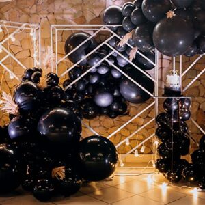 RUBFAC 129pcs Black Balloons Latex Balloons Different Sizes 18 12 10 5 Inch Party Balloon Kit for Birthday Party Graduation Baby Shower Wedding Holiday Balloon Decoration