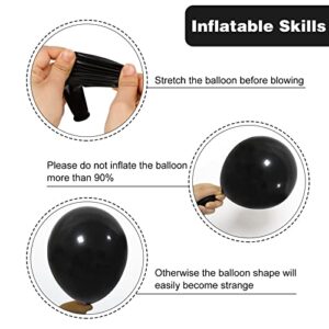 RUBFAC 129pcs Black Balloons Latex Balloons Different Sizes 18 12 10 5 Inch Party Balloon Kit for Birthday Party Graduation Baby Shower Wedding Holiday Balloon Decoration