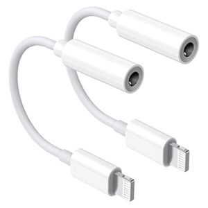 iphone headphone jack adapter, 2 pack lightning to 3.5 mm earbuds converter aux earphones cable audio connector cord compatible with iphone 12/se/11/xr/xs/x/8/ipad/ipod