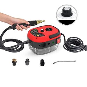 edyyds 2500w high pressure steam cleaner, hand-held portable steam cleaning machine six gears adjustable,for home use grout tile car detailing kitchen bathroom,with cleaning kit tool,red