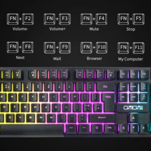 Gaming Wireless Keyboard and Mouse RGB Backlit Rechargeable Battery Gamer Combo Mechanical Feel Anti-ghosting with Side Button for PC Computer Laptop Compatible with Windows Mac Ps4/Ps5 Xbox one