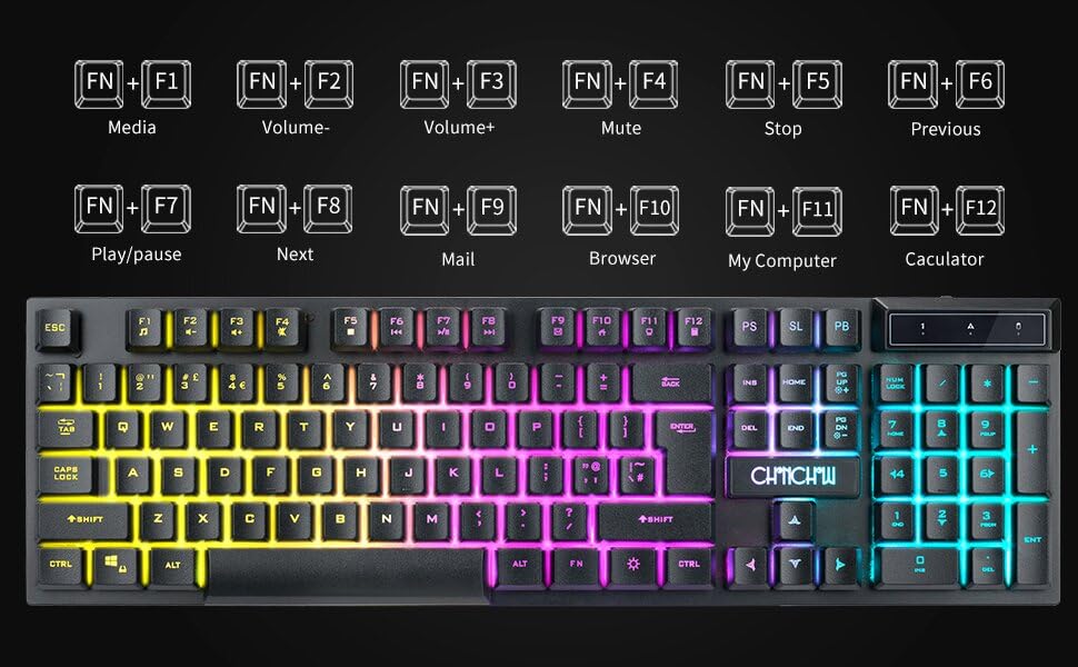 Gaming Wireless Keyboard and Mouse RGB Backlit Rechargeable Battery Gamer Combo Mechanical Feel Anti-ghosting with Side Button for PC Computer Laptop Compatible with Windows Mac Ps4/Ps5 Xbox one