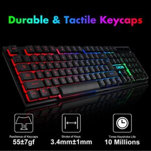 Gaming Wireless Keyboard and Mouse RGB Backlit Rechargeable Battery Gamer Combo Mechanical Feel Anti-ghosting with Side Button for PC Computer Laptop Compatible with Windows Mac Ps4/Ps5 Xbox one