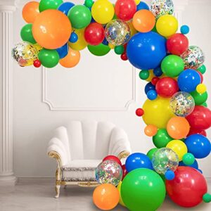 Fiesta Balloons Garland Arch Kit,117pcs Rianbow Confetti Balloons in 4 Size 18"12"10"5" Latex Balloons for Birthday Party Carnival Circus Fiesta Wedding Party Decorations.………