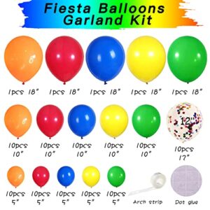 Fiesta Balloons Garland Arch Kit,117pcs Rianbow Confetti Balloons in 4 Size 18"12"10"5" Latex Balloons for Birthday Party Carnival Circus Fiesta Wedding Party Decorations.………