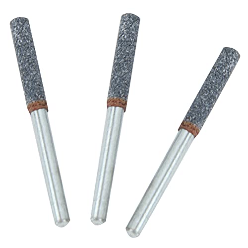 3 Pack 4mm 5/32" Diamond Chainsaw Sharpener Burr Stone File Sharpening Tool for Rotary Tools Cylindrical File Tool for Metal Polishing