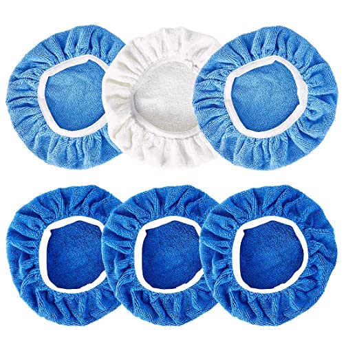 UTSAUTO 6Pcs Car Polisher Pads 9-10 Inches Microfiber Polishing Bonnet Pads Cover Car Buffer Bonnet Car Wax Polisher Kit