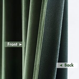 MIULEE Olive Green Velvet Curtains Thermal Insulated Blackout Curtain Drapes for Bedroom Living Room Darkening 84 Inches Long Curtains Panels Rod Pocket Set of 2