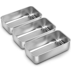 homikit loaf pan set of 3, 9 x 5 inch stainless steel loaf pans for baking bread, medium metal meatloaf cake pan great for home kitchen, oven & dishwasher safe, rust free