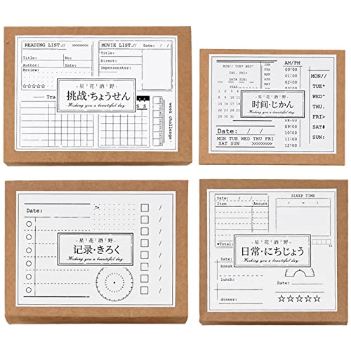 Tosnail 18 Pieces Bullet Journal Stamps, Decorative Rubber Stamp Set, Calendar Planner Stamps Wooden Stamps Bujo Stencils for to Do List, Tasks, Diary, Planner, Letters, Scrapbook, Cards, Crafts