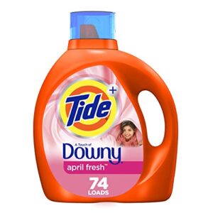 tide laundry detergent liquid soap with touch of downy, april fresh, 74 loads, 115 fl oz