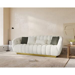 Acanva Wool-Like Living Room Sofa, Modern Mid-Century Style with Seashell Performance & Metal Base, Retro Leisure Accent Barrel Dining Decor, 89”W Couch, White