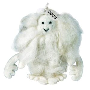 yeti christmas ornament, sasquatch, big foot - felt ornaments 2023 - fair trade, hand felted made in nepal - comes in an organza bag so it's ready for giving