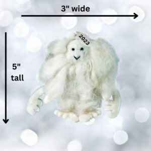 Yeti Christmas Ornament, Sasquatch, Big Foot - Felt Ornaments 2023 - Fair Trade, Hand Felted Made in Nepal - Comes in an Organza Bag so It's Ready for Giving