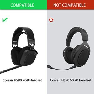 HS80 RGB Thicker Upgrade Quality Earpads - Replacement Ear Cushion Cup Compatible with Corsair HS80 RGB Wireless Headphone, High-Density Noise Cancelling Foam，Added Thicknes (Black Fabric)