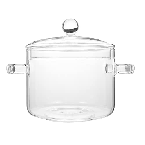 Glass Stew Pot Glass Soup Pot Glass Stew Pot With Lid Kitchen Stockpot Glass Cooking Pot Thickened Stock Pot Large Serving Bowl Salad Basins (1350ml)