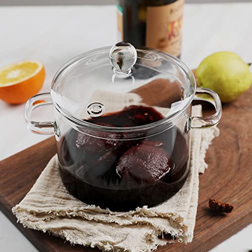 Glass Stew Pot Glass Soup Pot Glass Stew Pot With Lid Kitchen Stockpot Glass Cooking Pot Thickened Stock Pot Large Serving Bowl Salad Basins (1350ml)