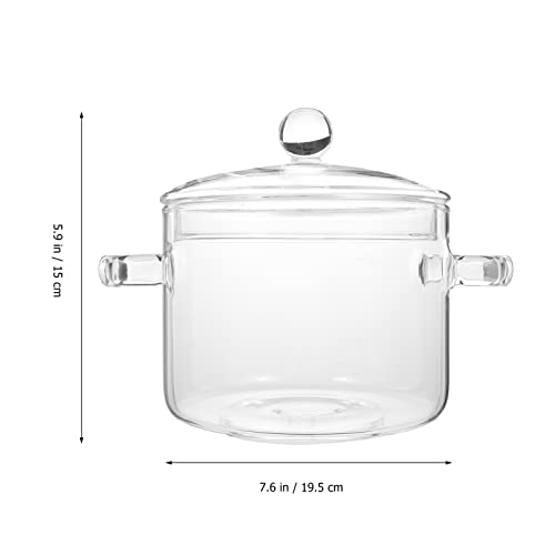 Glass Stew Pot Glass Soup Pot Glass Stew Pot With Lid Kitchen Stockpot Glass Cooking Pot Thickened Stock Pot Large Serving Bowl Salad Basins (1350ml)