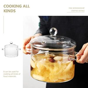 Glass Stew Pot Glass Soup Pot Glass Stew Pot With Lid Kitchen Stockpot Glass Cooking Pot Thickened Stock Pot Large Serving Bowl Salad Basins (1350ml)