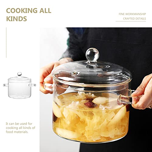 Glass Stew Pot Glass Soup Pot Glass Stew Pot With Lid Kitchen Stockpot Glass Cooking Pot Thickened Stock Pot Large Serving Bowl Salad Basins (1350ml)