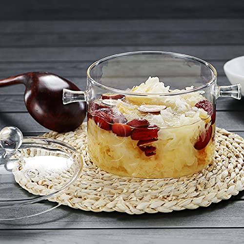 Glass Stew Pot Glass Soup Pot Glass Stew Pot With Lid Kitchen Stockpot Glass Cooking Pot Thickened Stock Pot Large Serving Bowl Salad Basins (1350ml)